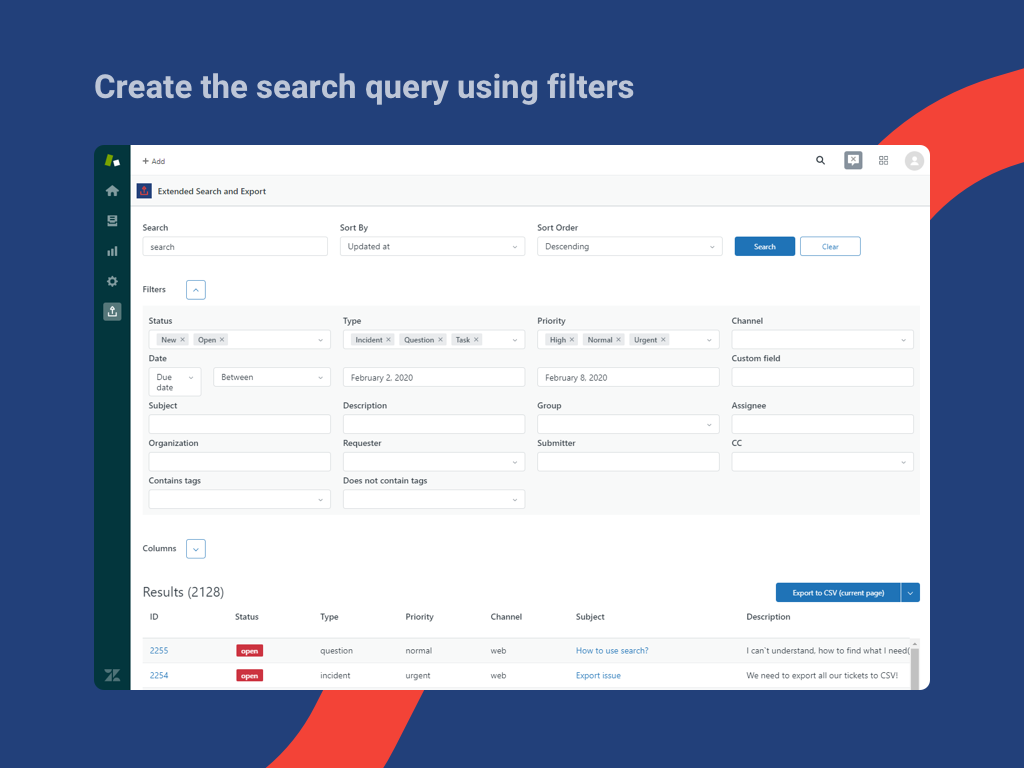 Extended Search and Export App Integration with Zendesk Support